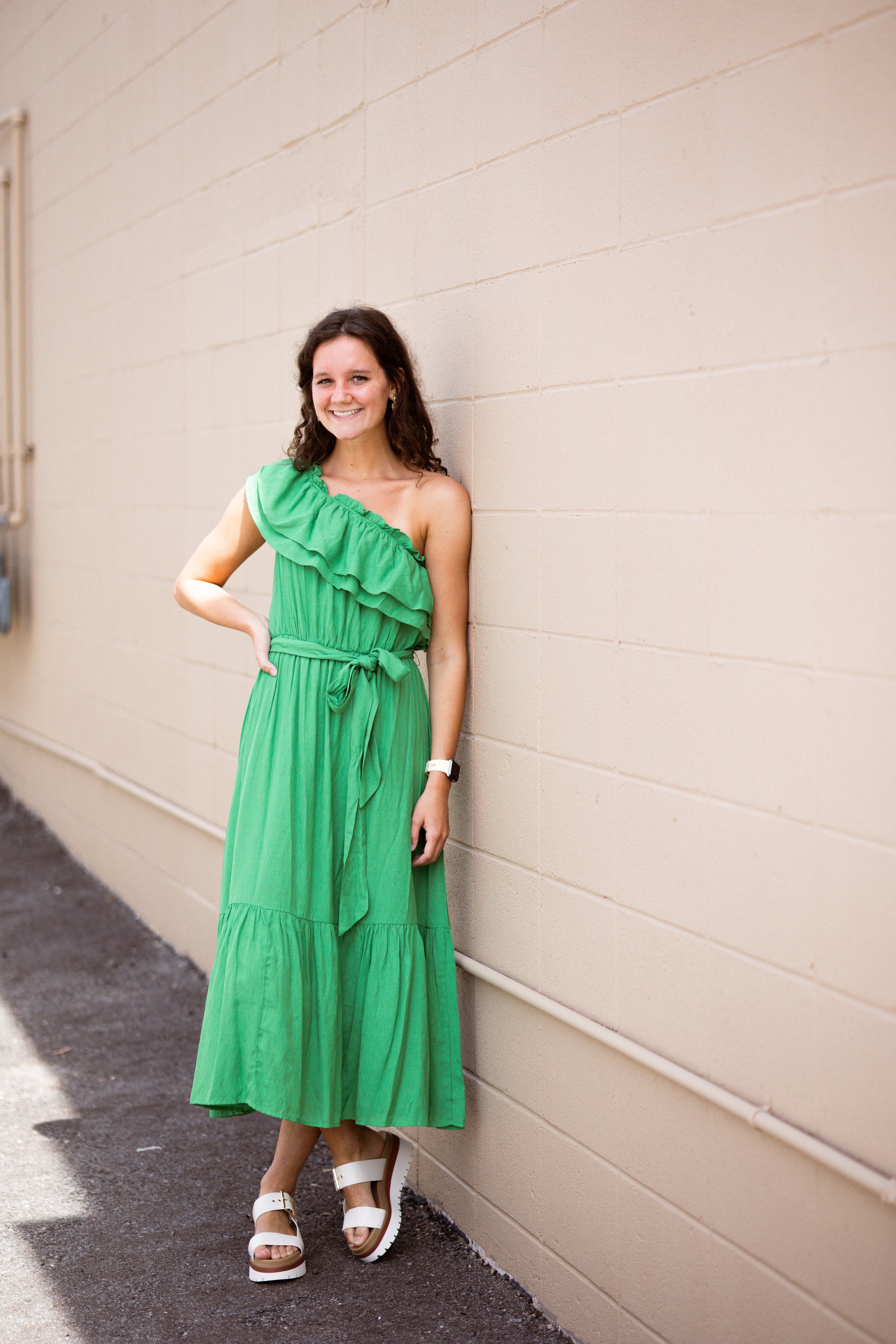 One Shoulder Ruffle Maxi Dress True Boutique